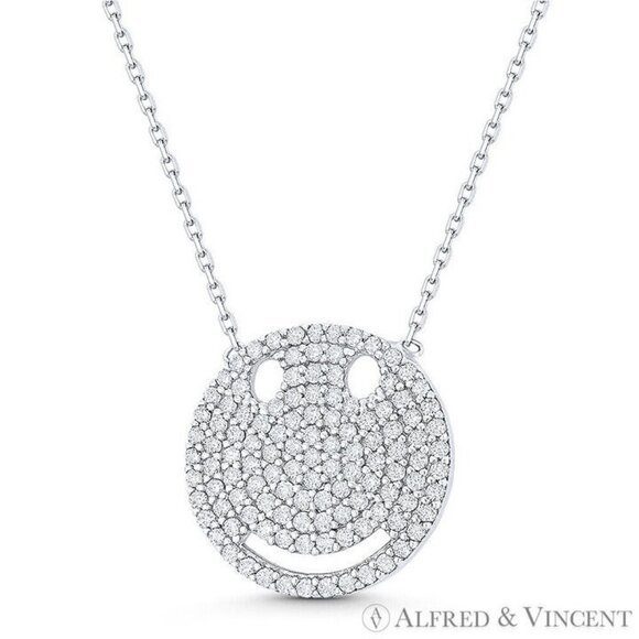 Alfred & Vincent | Jewelry | Smiley Face Emoji Cz Crystal Pave Pendant ...